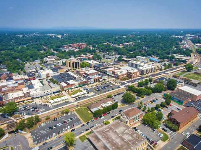 From above, Hickory's thoughtful layout shows what happens when planners actually care about livability over developer profits.