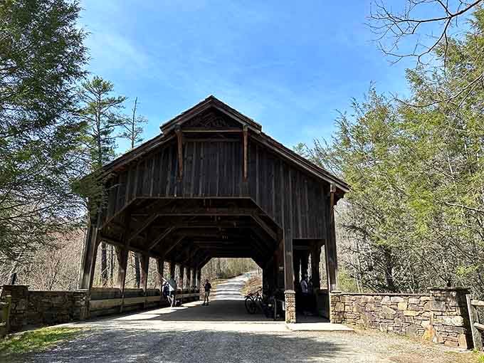 The classic covered bridge silhouette that launched a thousand Instagram posts, and deservedly so every single time.