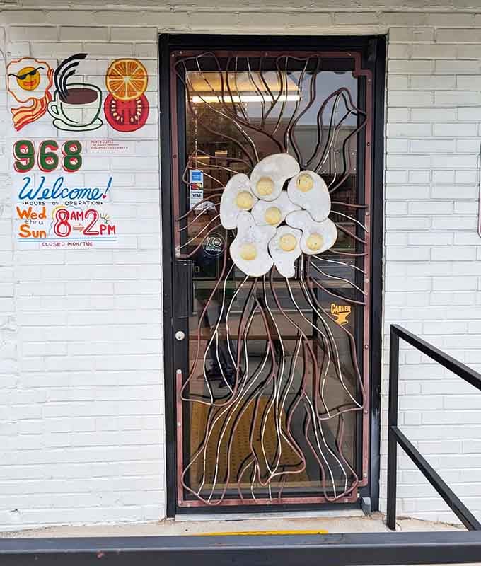 Even the door makes a statement with its artistic metalwork design&mdash;creativity lives in every corner of this place.