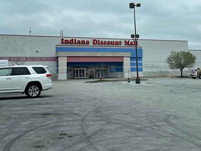 The parking lot on a typical day, where finding a spot is easier than at those fancy malls downtown.