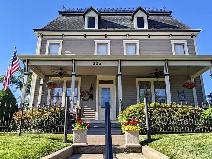 This Victorian bed and breakfast with its wraparound porch practically begs you to sit down with lemonade and stay.