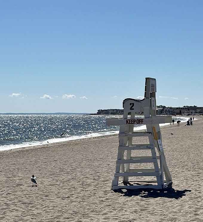 Lifeguard chair stands ready for duty, the unsung hero of worry-free beach days everywhere in summer.