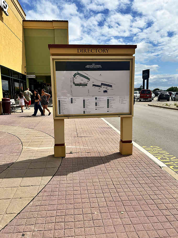 Directory maps ensure you won't wander aimlessly like Moses in the desert, just with better shoes and shopping bags.