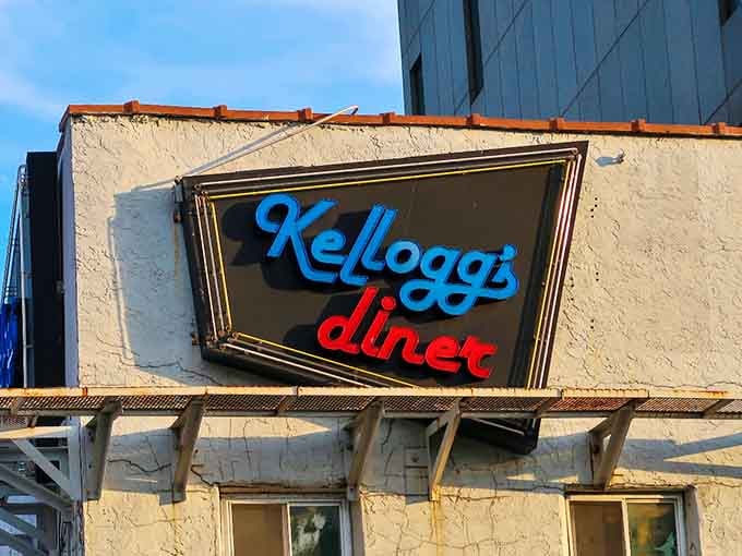 That neon sign glows like a beacon, calling hungry souls home to breakfast done the old-fashioned way.