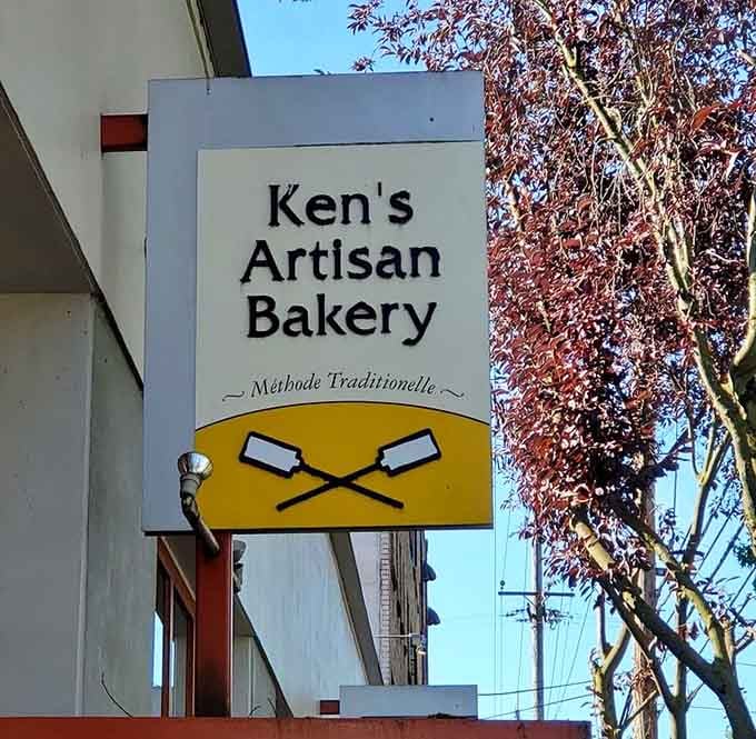 That cheerful signage welcoming you to a place where bread is taken seriously, but life isn't.