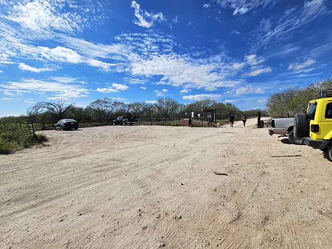 The parking area might be humble, but what lies beyond is absolutely worth the dusty drive down.