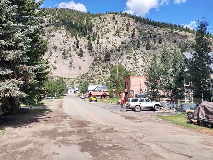 Looking down this street feels like stepping into a time when the biggest traffic jam involved two horses and a stubborn mule.