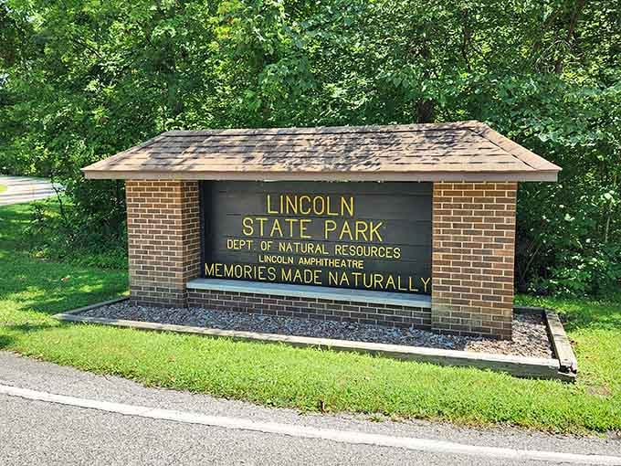 The entrance sign welcomes you to memories made naturally, which is refreshingly honest advertising in our overhyped world.