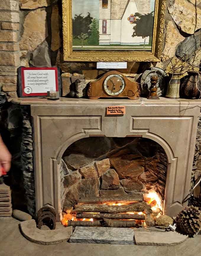 A fireplace that looks cozy enough to curl up beside, assuming you can stop exploring long enough.