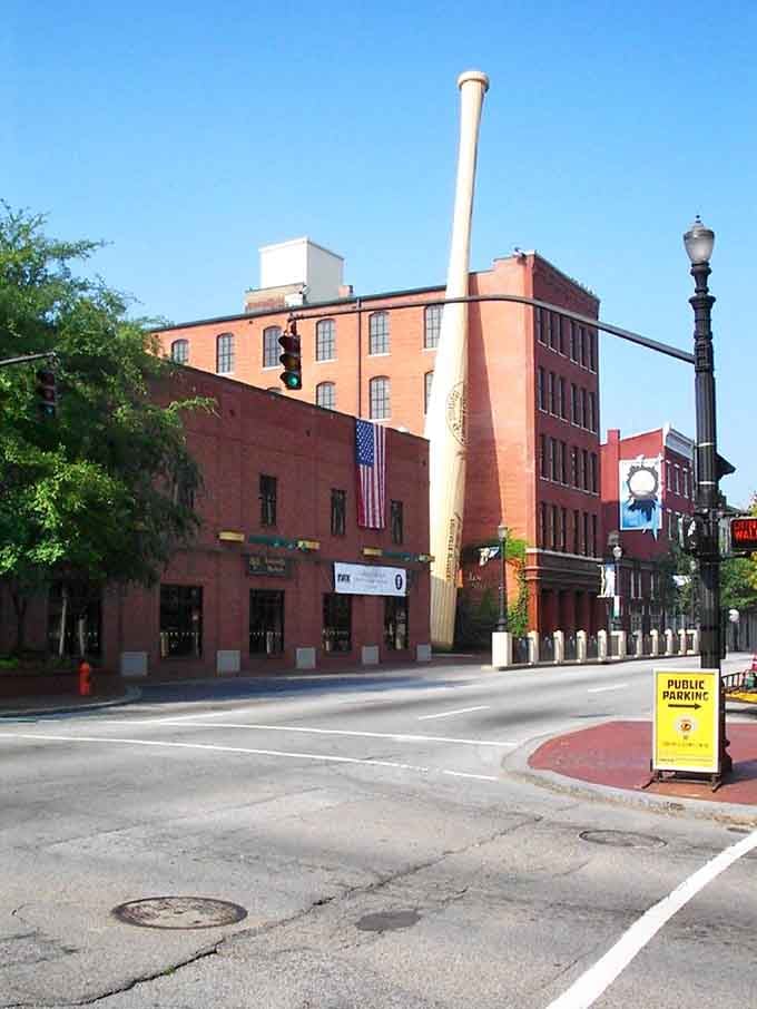 The street view shows how this massive bat has become as much a Louisville landmark as any historic monument or statue.