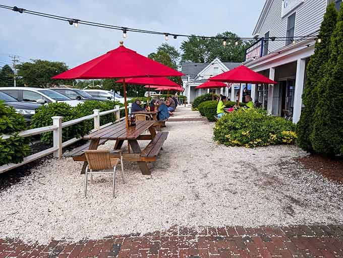 Patio seating where the garden atmosphere transforms a simple meal into an experience worth repeating all summer.