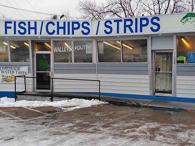 Even in winter, this unassuming storefront beckons with promises of warm, crispy, perfectly fried seafood waiting inside.