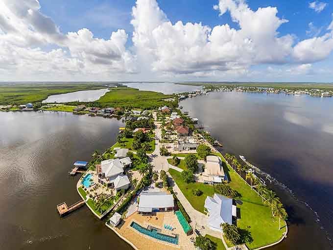 From above, Matlacha looks like a tiny jewel box of color nestled between endless stretches of pristine water.
