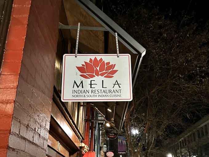 That lotus flower logo outside marks the spot where your Indian food cravings meet their match, downtown Asheville style.