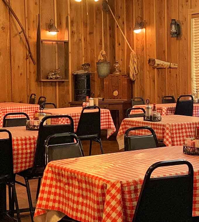 Wood-paneled walls and vintage decor transport you to a simpler time when good food and good company mattered most.