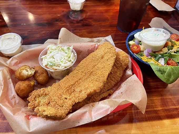 Crispy catfish that's been fried to golden perfection, because Missouri knows how to do more than just barbecue.