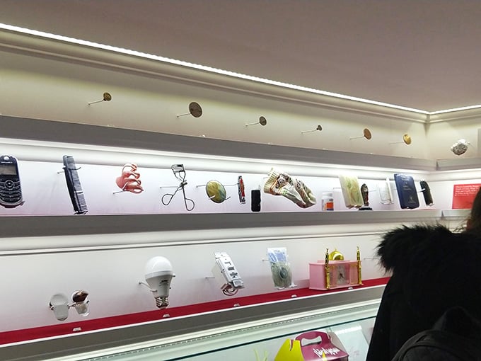 The shelves glow like a treasure chest revealing secrets about who we are through the stuff we leave behind.