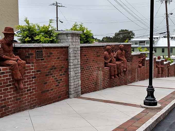 The Whittling Wall pays tribute to a simpler time when folks gathered just to talk and whittle.