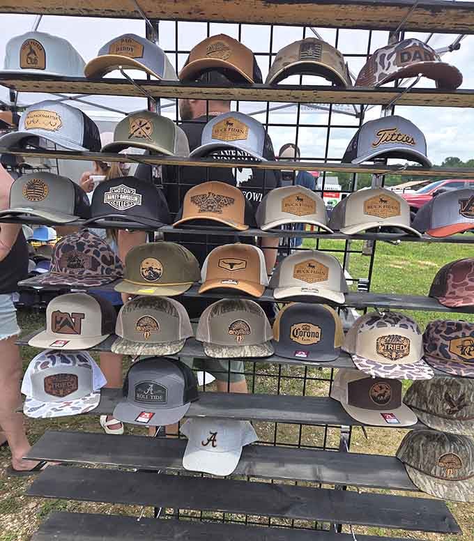 Caps and hats for every taste and team loyalty, because protecting your head from Alabama sun is serious business.
