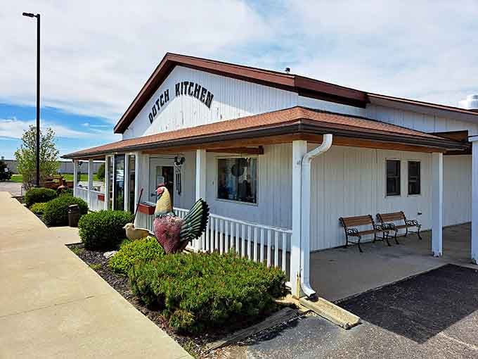 Dutch Village Restaurant's white exterior and welcoming porch promise the kind of home-style cooking that makes diets seem utterly pointless.
