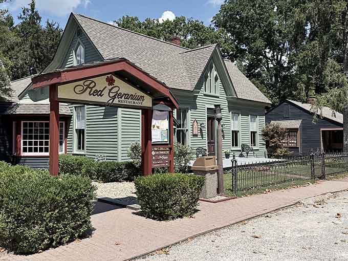The Red Geranium Restaurant occupies a charming historic building where fine dining meets small-town hospitality in the best possible way.