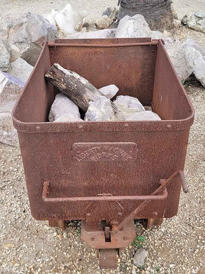 This weathered ore cart has hauled countless loads of earth, each one holding the promise of hidden gems.