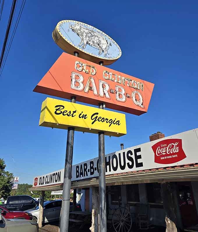 Bold claims of "Best in Georgia" on bright yellow and orange signs aren't just marketing when the ribs back it up.