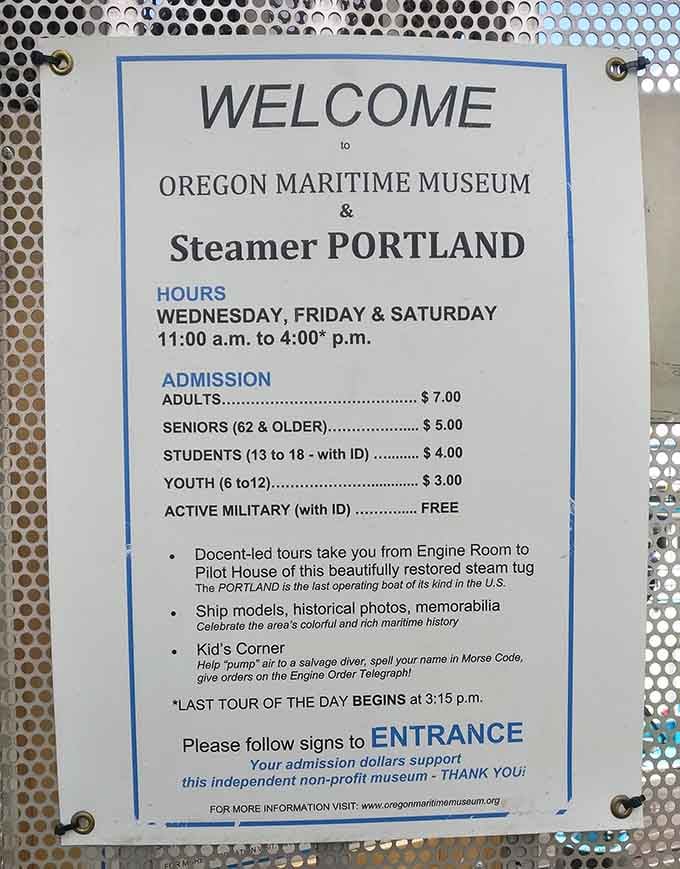 Reasonable admission prices and military discounts make this floating museum accessible to everyone who wants to explore Oregon's maritime past.