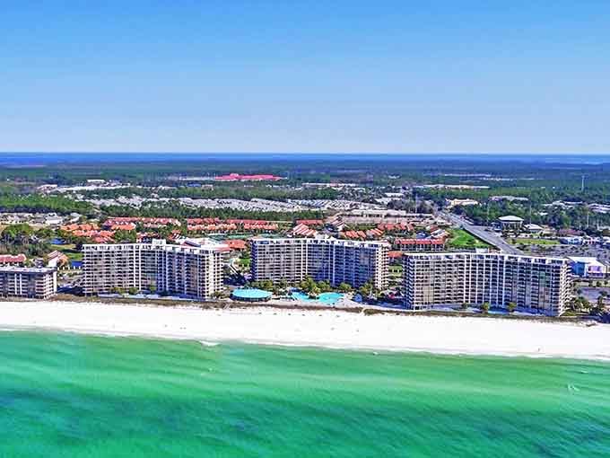 This aerial view shows affordable paradise, which sounds like an oxymoron but somehow isn't here.