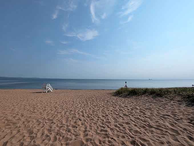 Lifeguard stations stand sentinel over summer swimmers, ready for action when Superior gets feisty.
