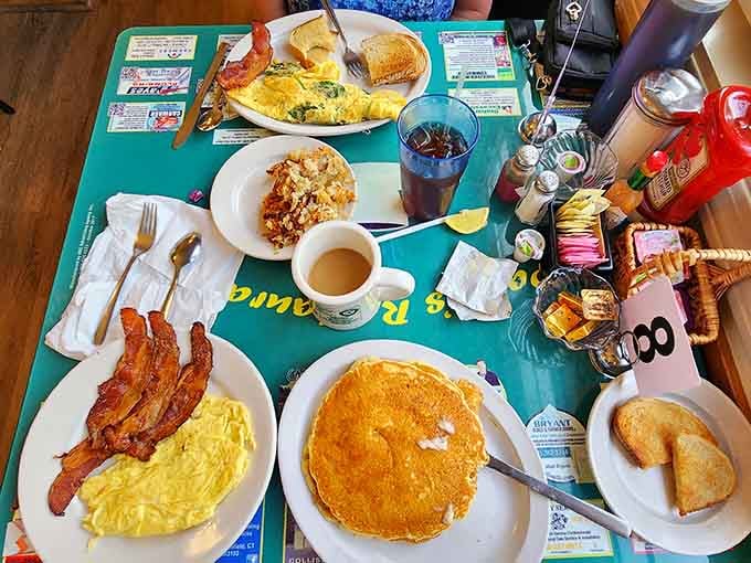 A table spread that looks like everyone ordered something different and nobody made a single wrong choice today.
