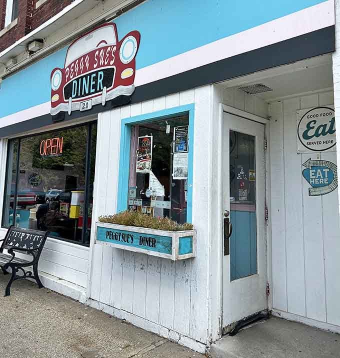 The entrance beckons with that classic diner charm, promising good food and even better vibes just beyond the door.