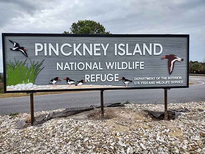 This sign marks the gateway to 4,000 acres of pure natural wonder, better than any theme park entrance you'll ever see.