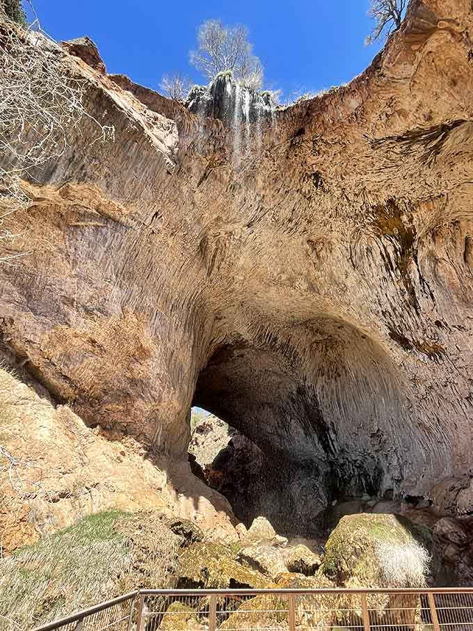 The main event cascades down layered stone, delivering exactly the kind of payoff that makes the hike worthwhile.