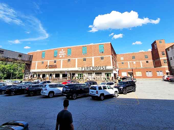 The Print Works complex stands proud in the daylight, a historic building reimagined for modern fun and entertainment.