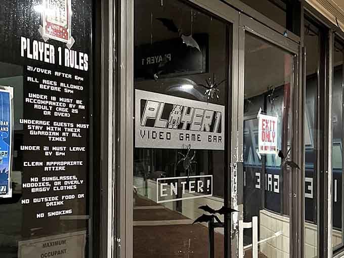 House rules posted clearly at the entrance, because even the most fun places need a little structure.