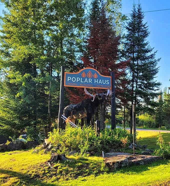 The welcoming sign that lets you know you've arrived at your new favorite Grand Marais destination.