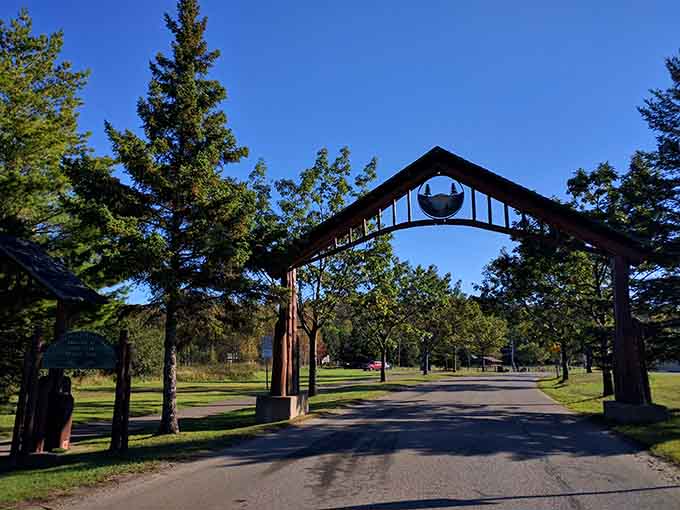 The entrance arch welcomes you to paradise, Michigan-style, where admission is free and memories are priceless.