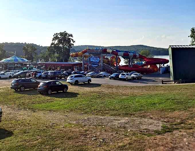 The parking lot fills with cars as families arrive, ready to create memories worth repeating.