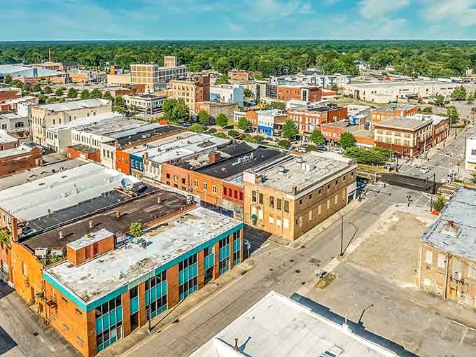 This aerial view showcases a downtown that's compact, walkable, and refreshingly free of soul-crushing sprawl and congestion.