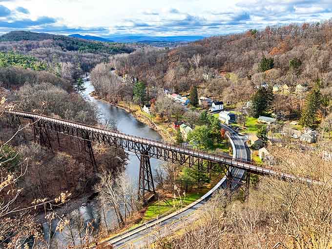 From above, Rosendale reveals itself as a perfect blend of nature, history, and human ambition living in surprising harmony.