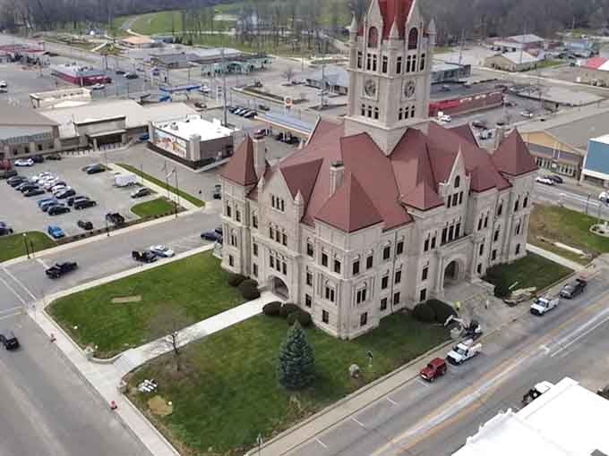 From above, Rushville's magnificent courthouse anchors a community that clearly values its heritage and future equally.