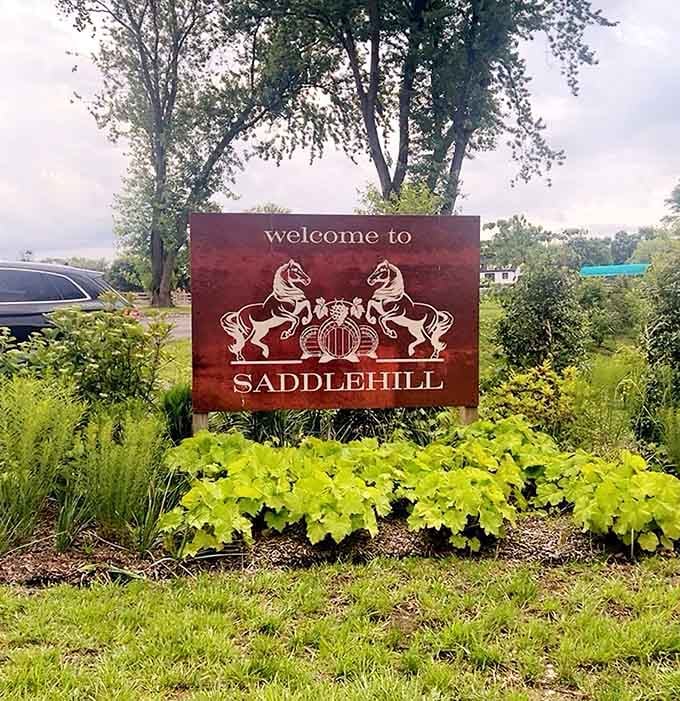 That welcome sign with the rearing horses sets the tone: you're entering somewhere special, even if you're still in Camden County.
