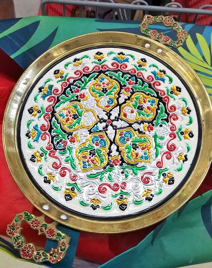 This ornate decorative plate brings international flair to any wall, turning your home into a worldly gallery for pennies.