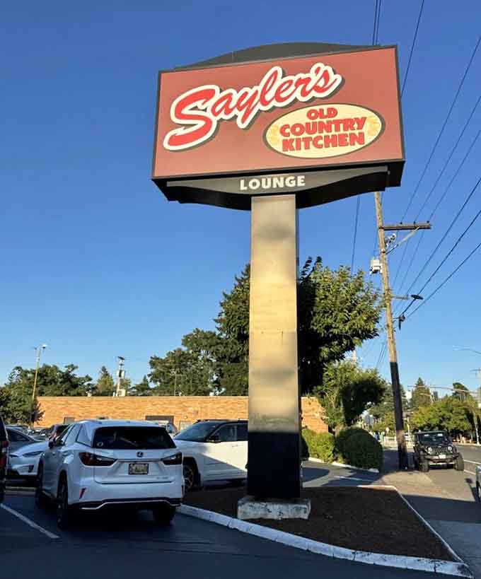 The iconic sign beckons hungry travelers and locals alike to this Southeast Portland steakhouse destination.