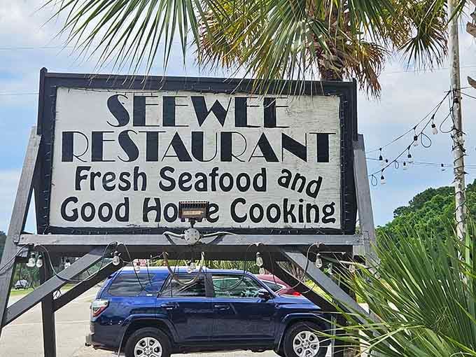 The sign promises fresh seafood and good home cooking, and it delivers on both.