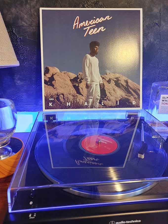A turntable display reminds visitors that listening to music can be as beautiful as the music itself.