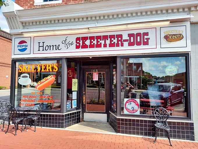 The "Home of the Skeeter-Dog" sign welcomes you like an old friend who's been waiting to feed you properly.
