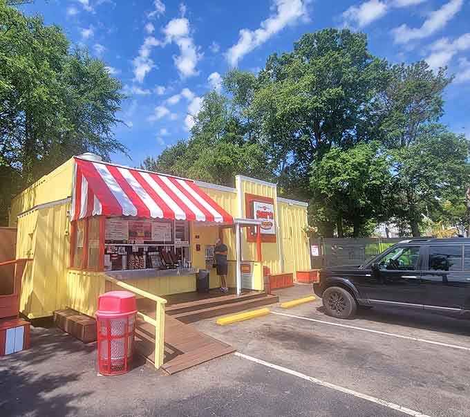 Plenty of parking means you can focus on the important decision: one hot dog or two for lunch today.