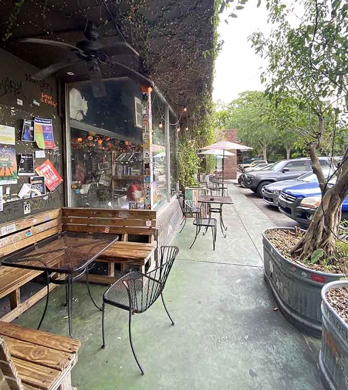 Outdoor seating offers a peaceful retreat where you can enjoy your coffee while watching the neighborhood come alive around you.